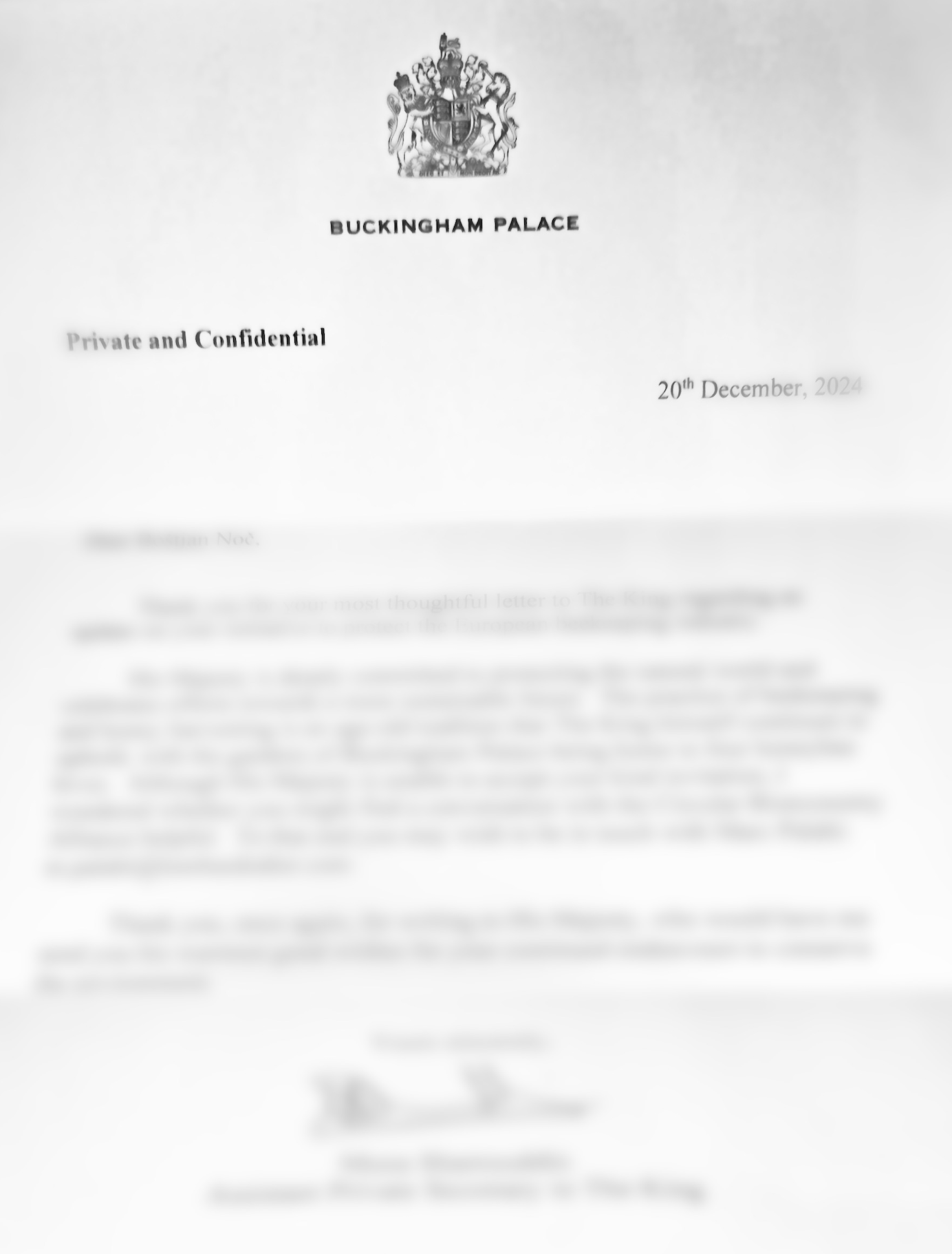 A LETTER FROM THE OFFICE OF THE KING CHARLES III | EBA Europe | EBA Europe